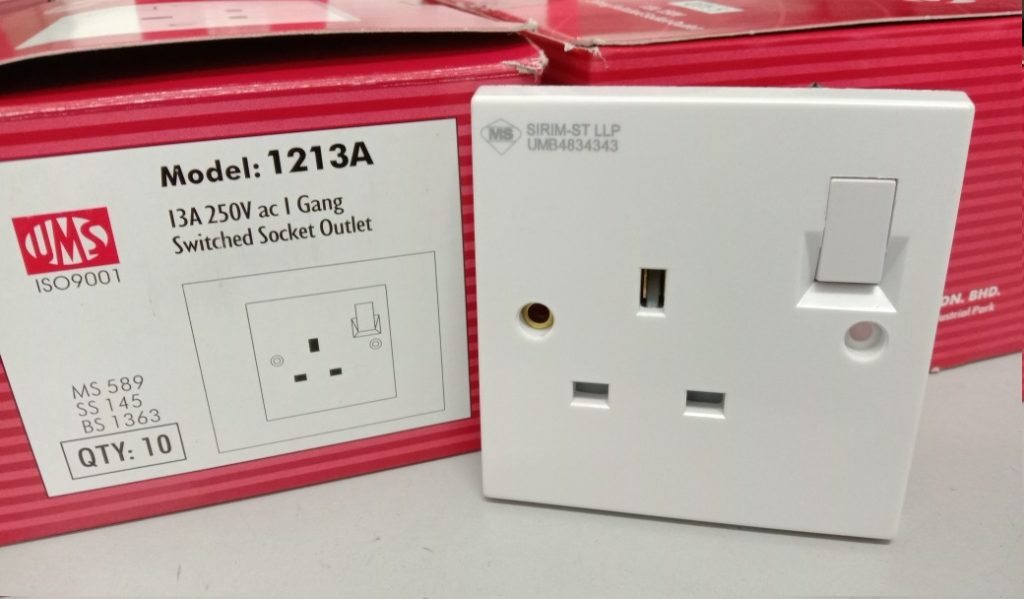 UMS 1213A 13A 1Gang Switch Socket Outlet (Flush) – Nanyang Electric Estore